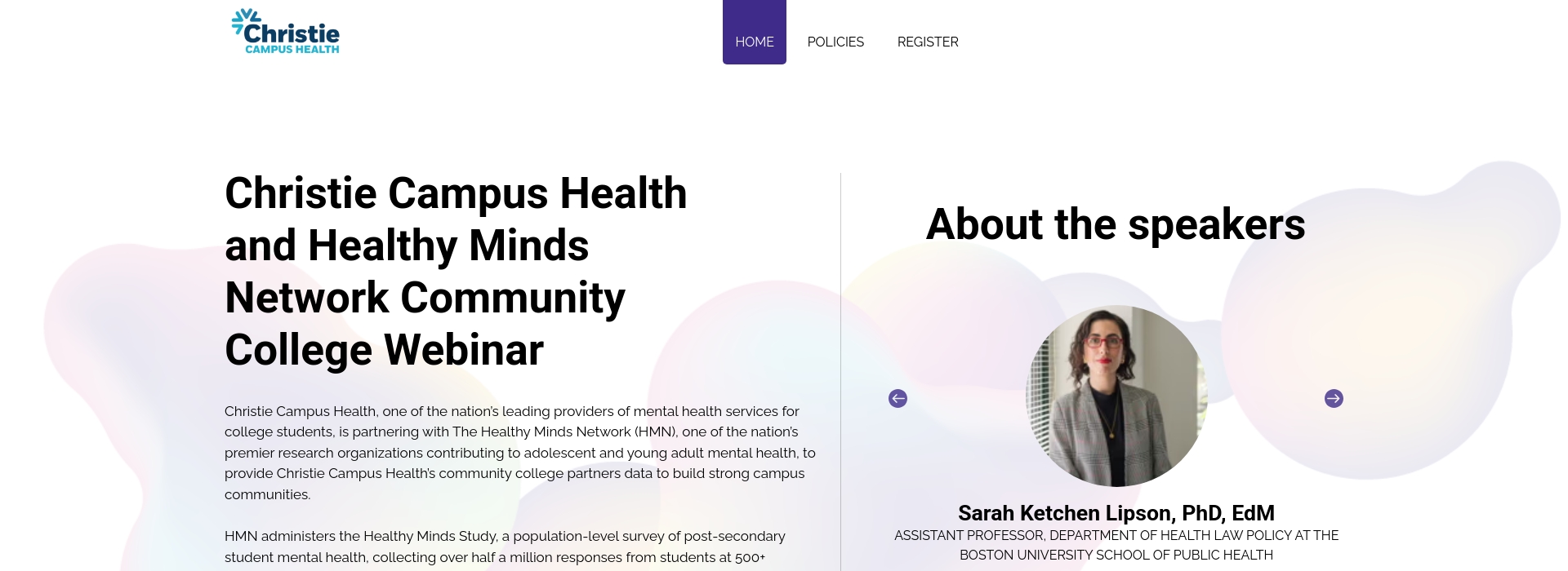 Christie Campus Health and Healthy Minds Network Community College Webinar